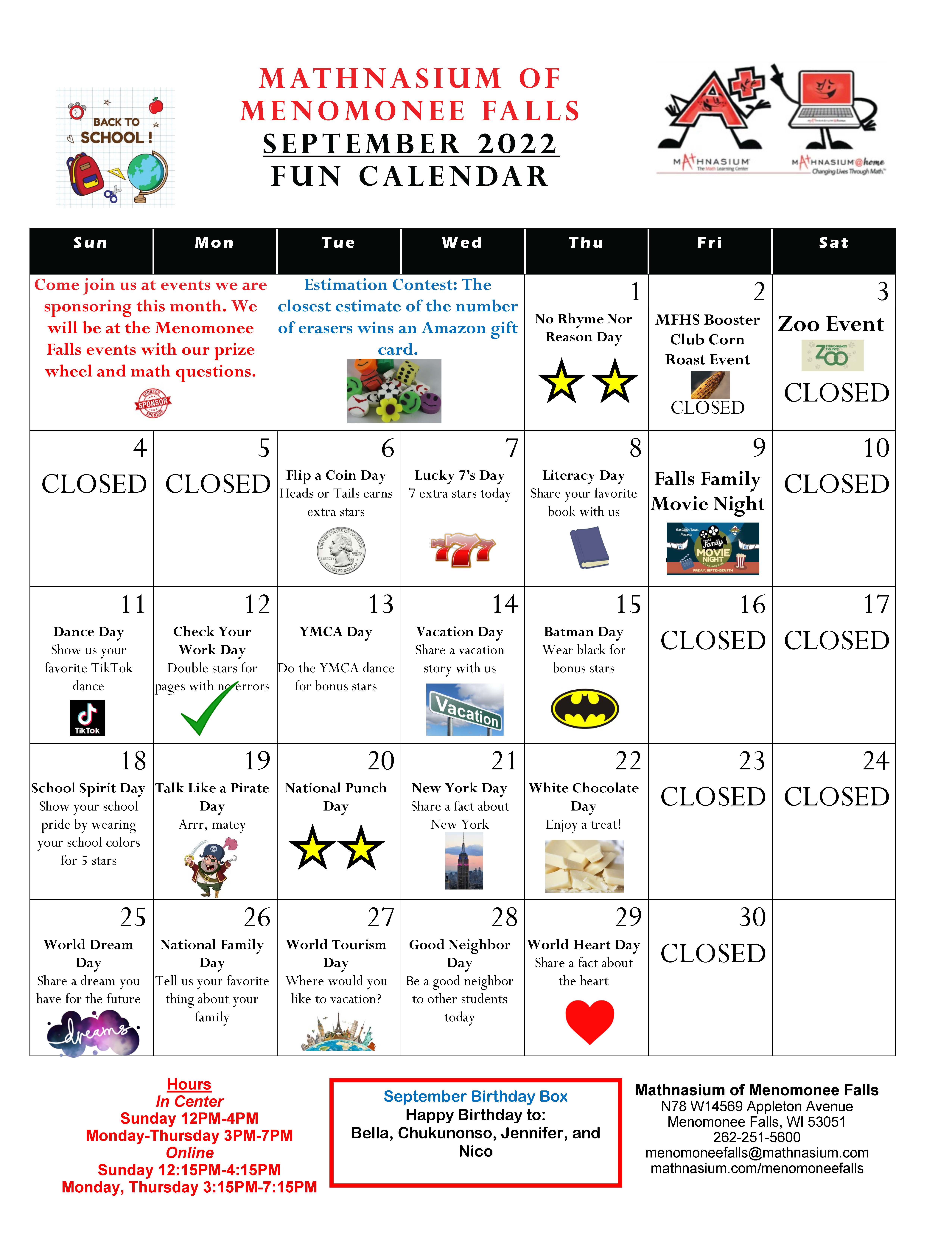 Fun Calendar 2022 September