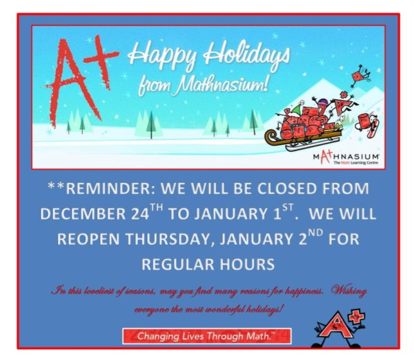 Holiday Closure Reminder